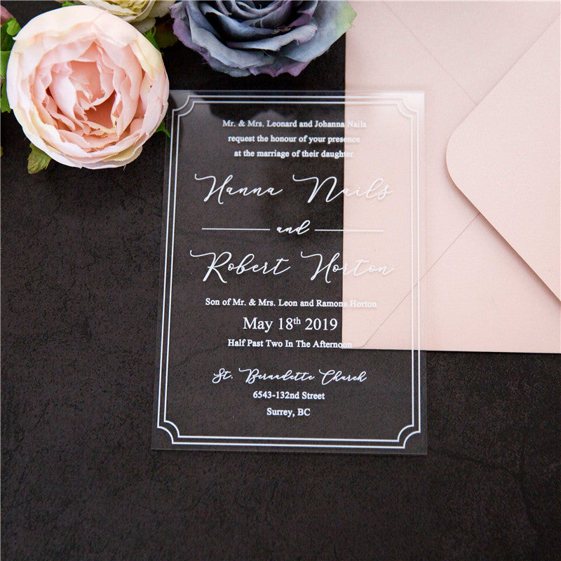 Elegant White Ink Frame Acrylic Invitations – Invitations by Luis Sanchez