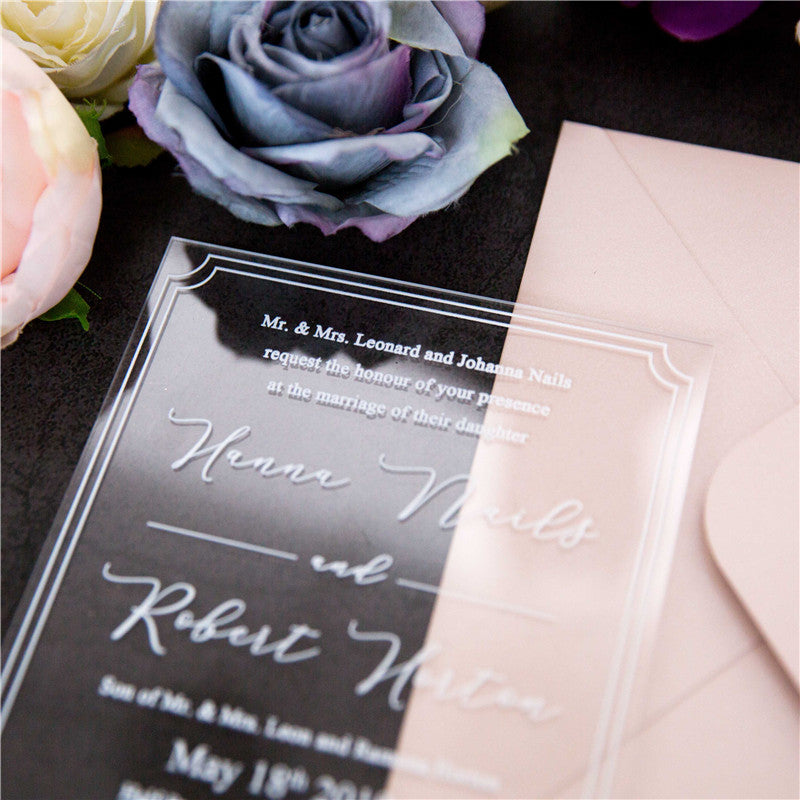 Elegant White Ink Frame Acrylic Invitations – Invitations by Luis Sanchez