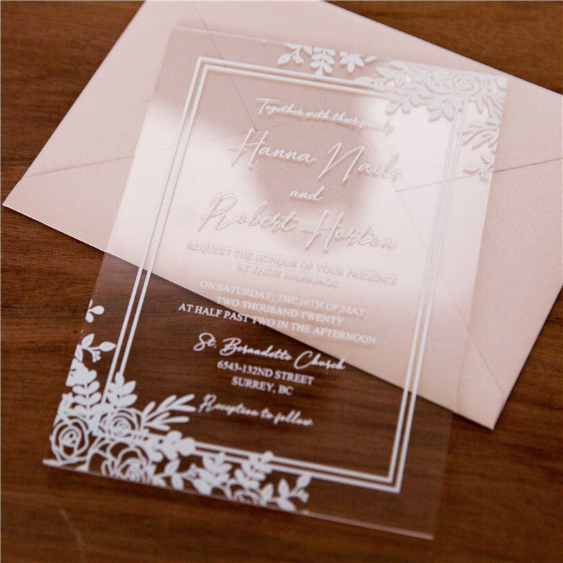 White Floral Frame Acrylic Invitations – Invitations by Luis Sanchez