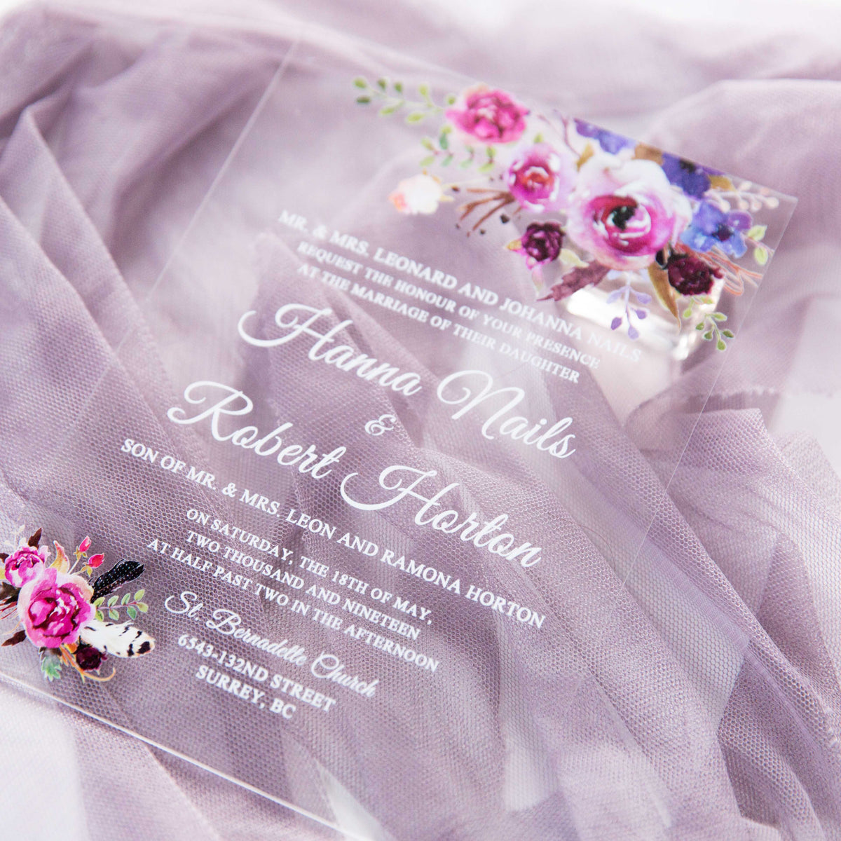 Pink and Purple Floral Acrylic Invitations – Invitations by Luis Sanchez