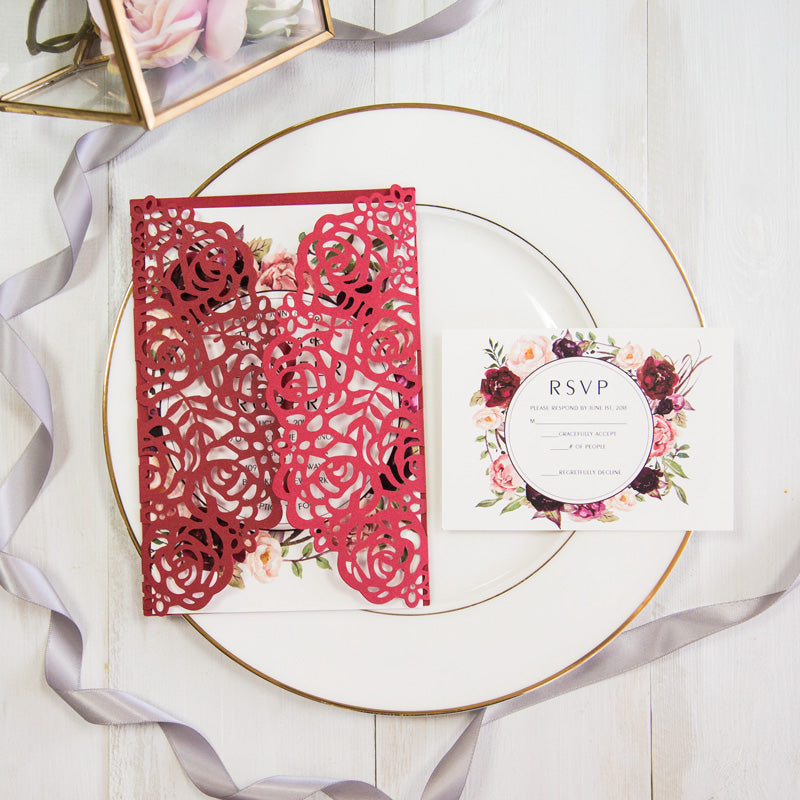Red Rose Gatefold Laser Cut Invitations – Invitations by Luis Sanchez