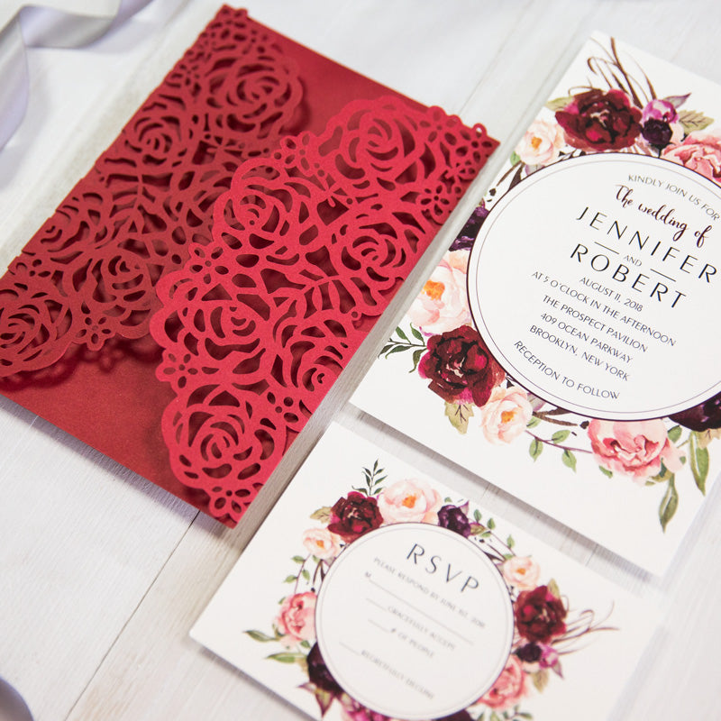 Red Rose Gatefold Laser Cut Invitations – Invitations by Luis Sanchez