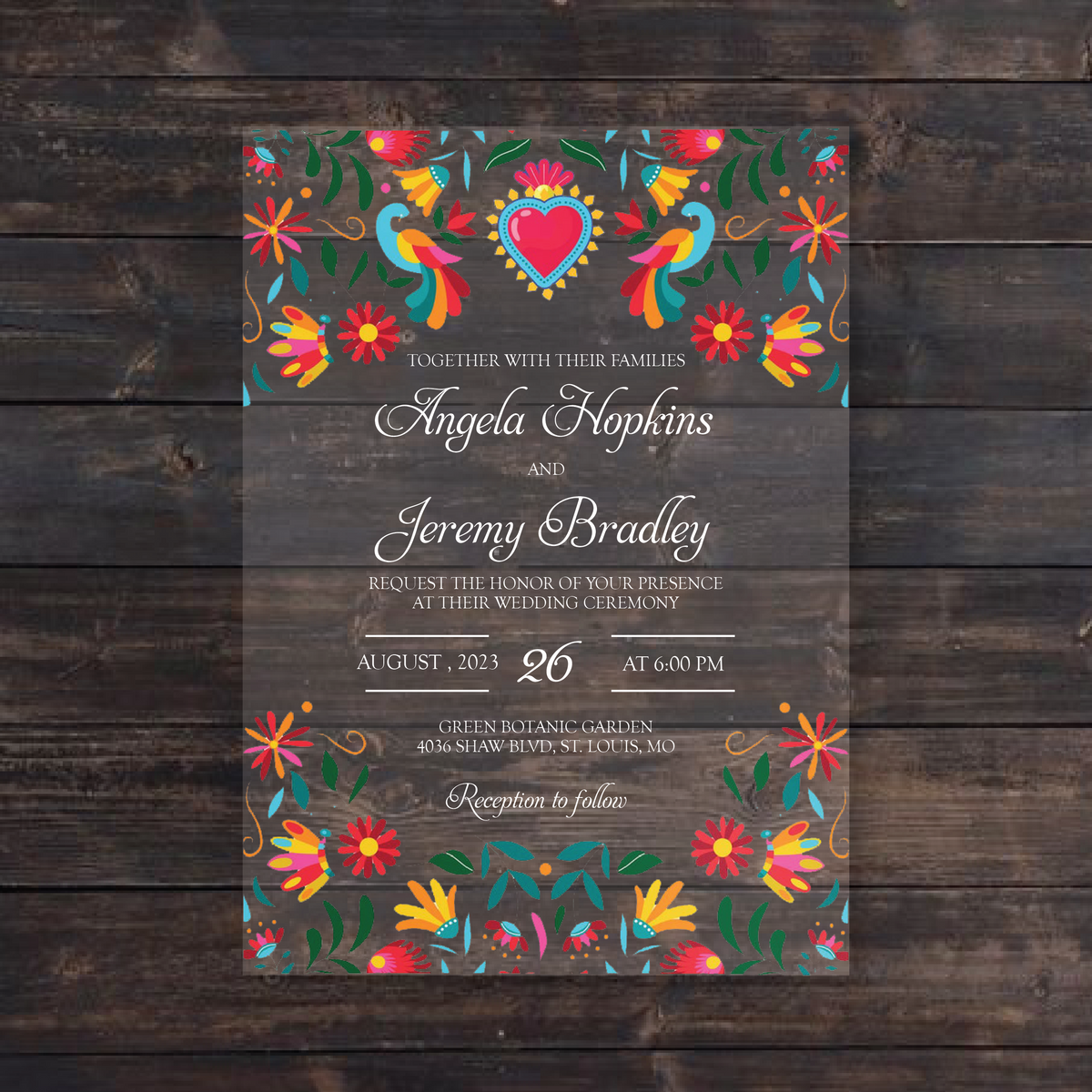 Mexican Folk Art Acrylic Wedding Invitation – Invitations by Luis Sanchez