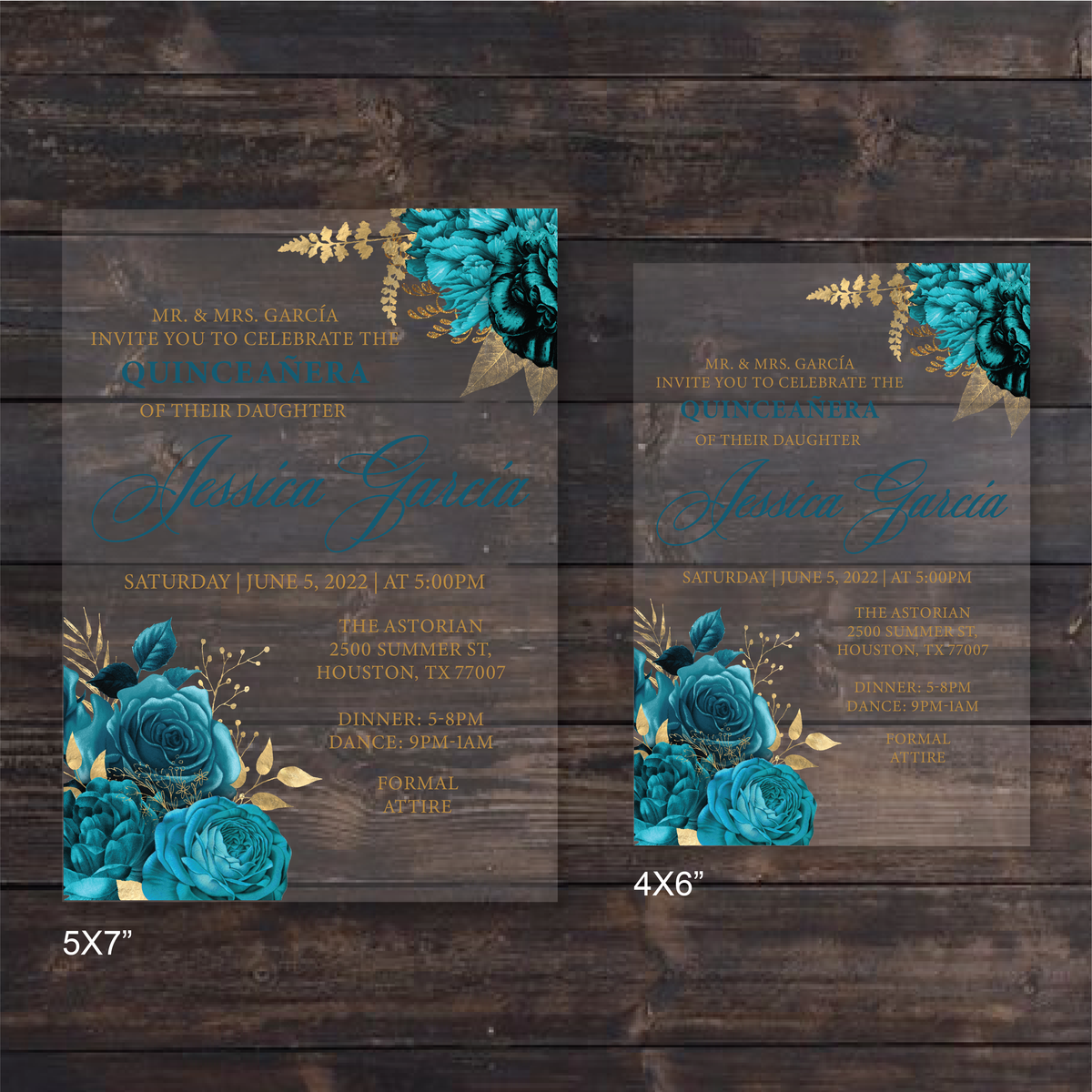 Turquoise And Gold Wedding Invitations