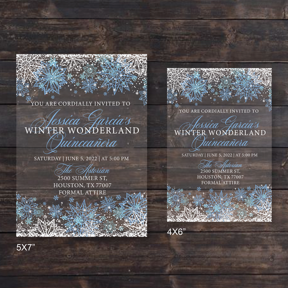 Winter Wonderland Snowflakes Acrylic Invitations – Invitations by Luis ...