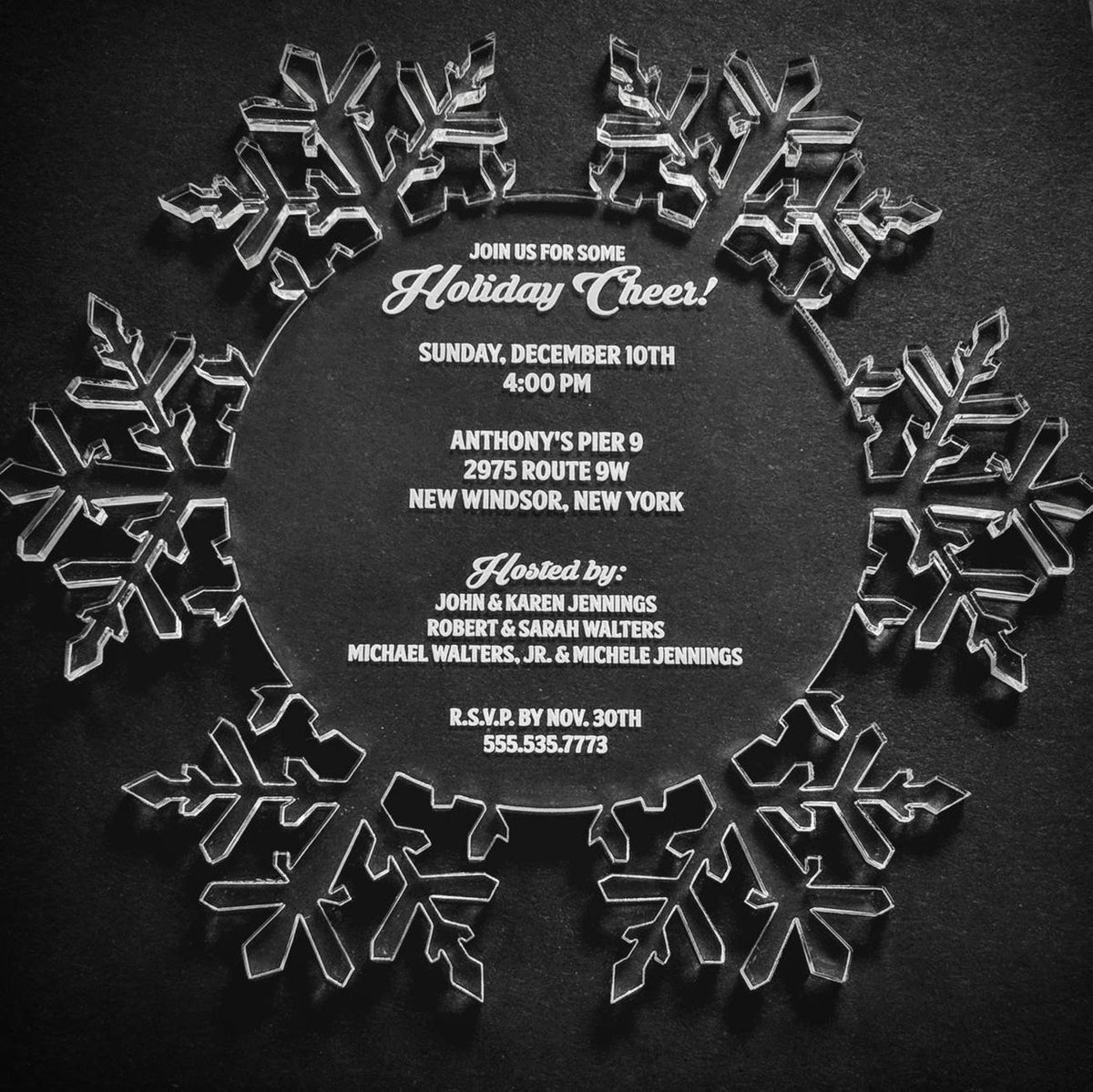 Snowflake Shape Winter Wonderland Acrylic Invitation – Invitations by ...