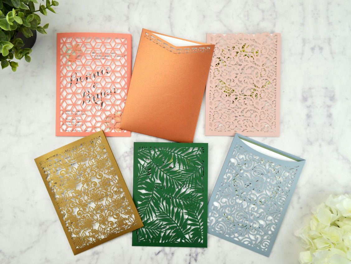 Floral Rose Laser Cut Sleeve Pocket – Invitations by Luis Sanchez